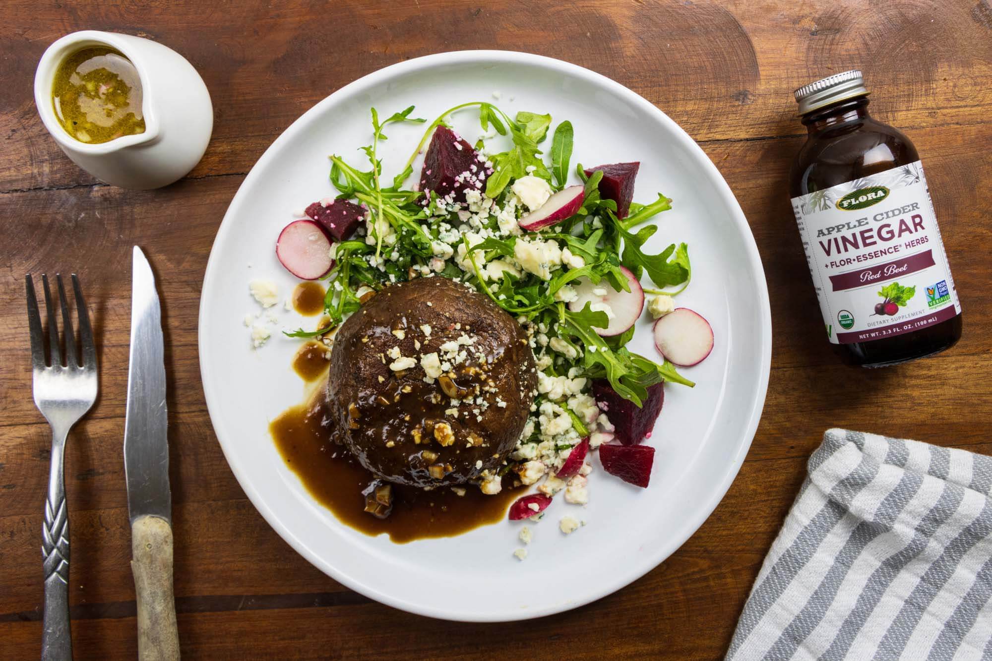 Portobello Mushroom Steaks with Red Beet Vinaigrette