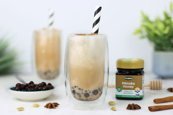 Healthy Iced Chai Boba Tea at Home | On Better Living x Flora Health